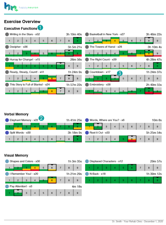 Printable Patient Report - HappyNeuron Pro