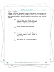 Elephant Memory | Verbal Working Memory Activity